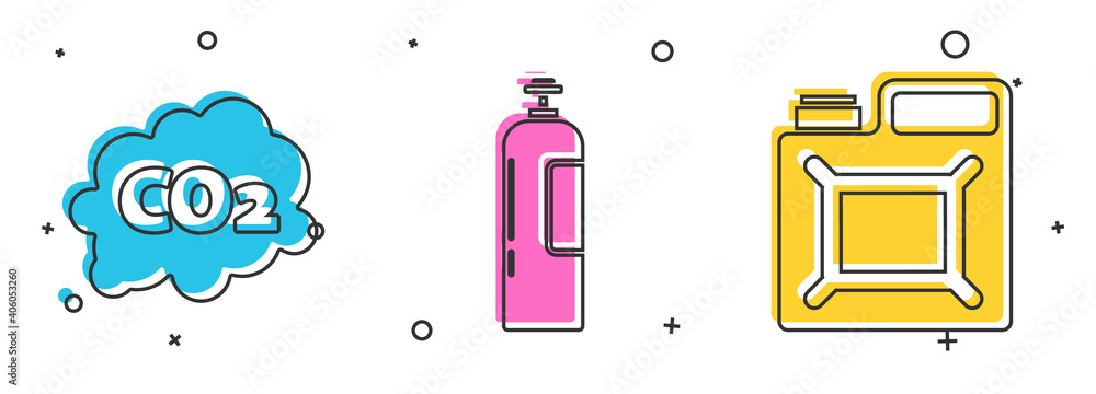 Set CO2 emissions in cloud, Industrial gas cylinder tank and Canister ...