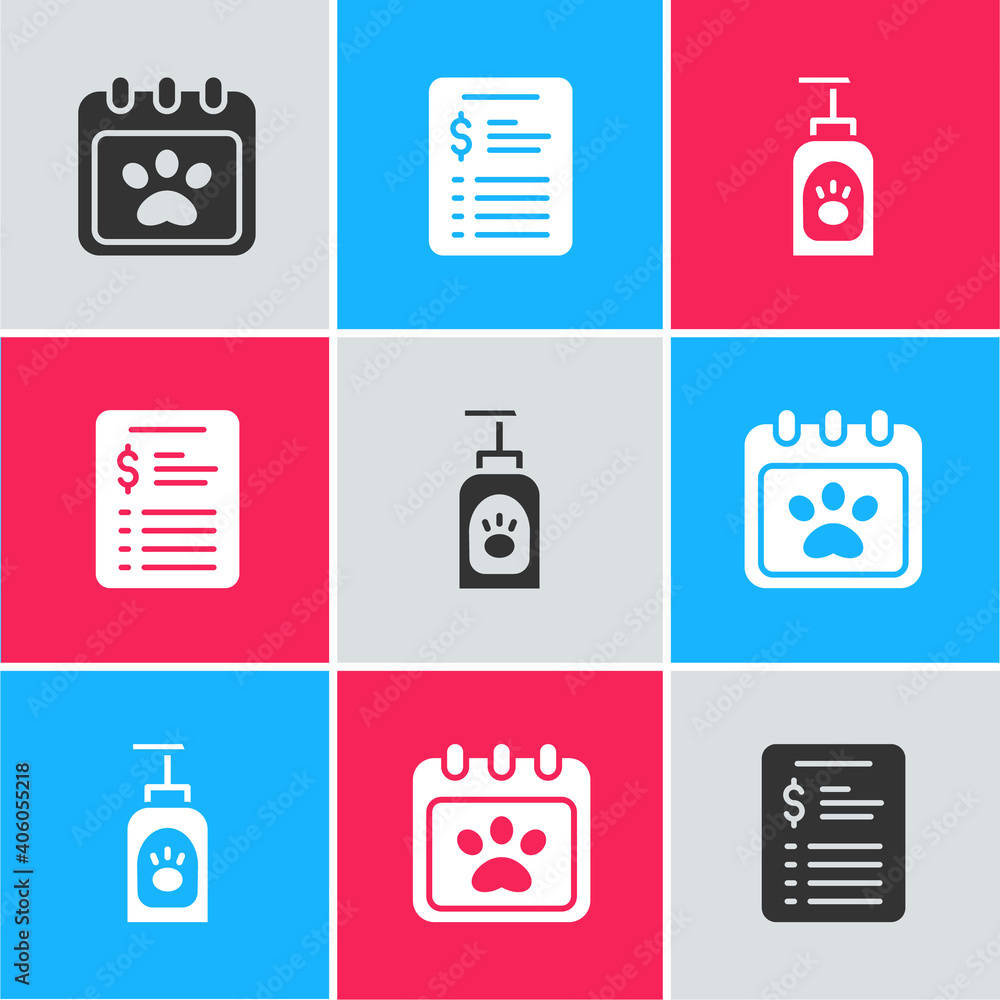 Set Calendar grooming, Grooming salon price list and Pet shampoo icon ...