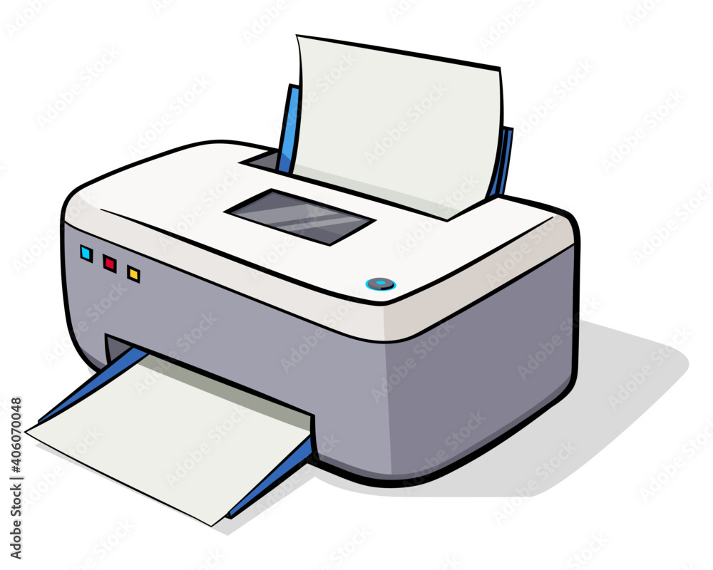 Cartoon style printer with paper Stock Vector | Adobe Stock