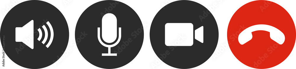 Set of Video call icons. Video conference. Collections buttons of on ...