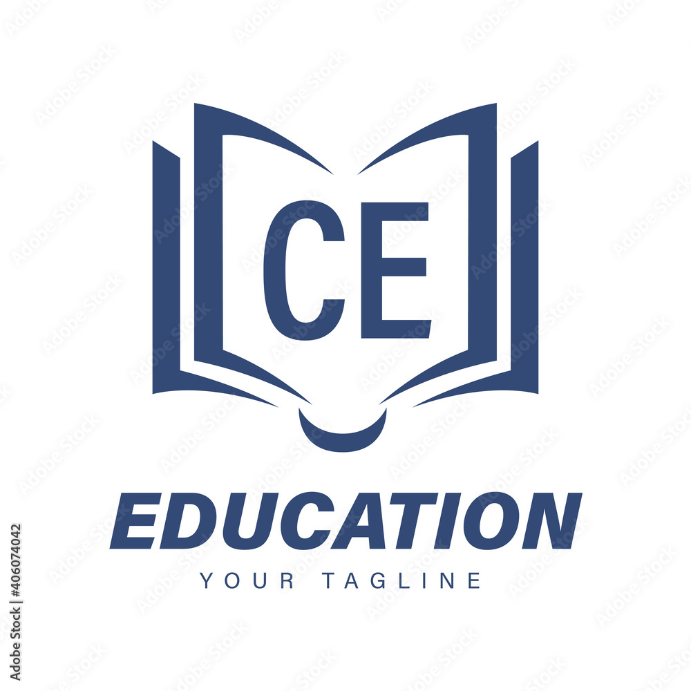 CE Letter Logo Design with Book Icons, Modern Education Logo Concept ...