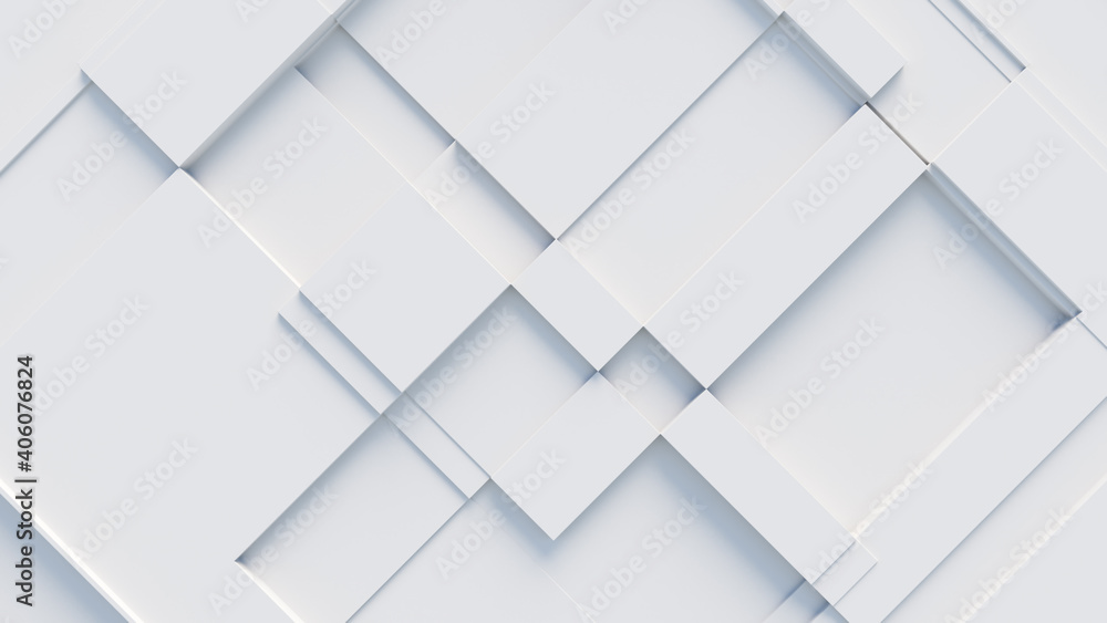 White tech background, with a geometric 3D structure. Clean, minimal ...