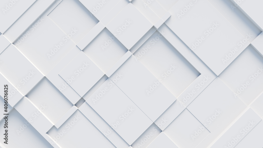White tech background, with a geometric 3D structure. Clean, minimal ...