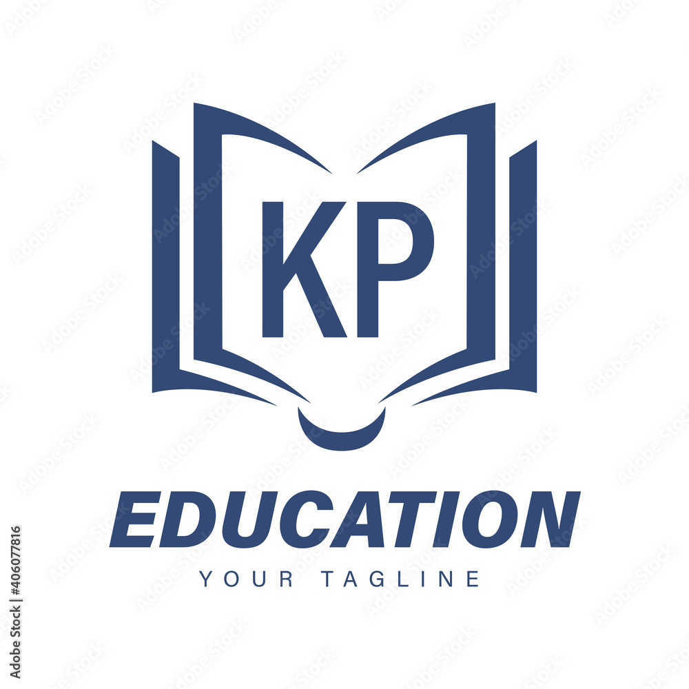 KP Letter Logo Design with Book Icons, Modern Education Logo Concept ...