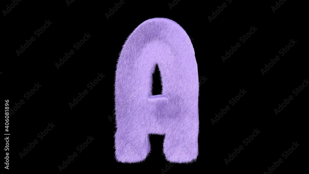 English letter A made from mink fur. There is animation and alpha mask ...