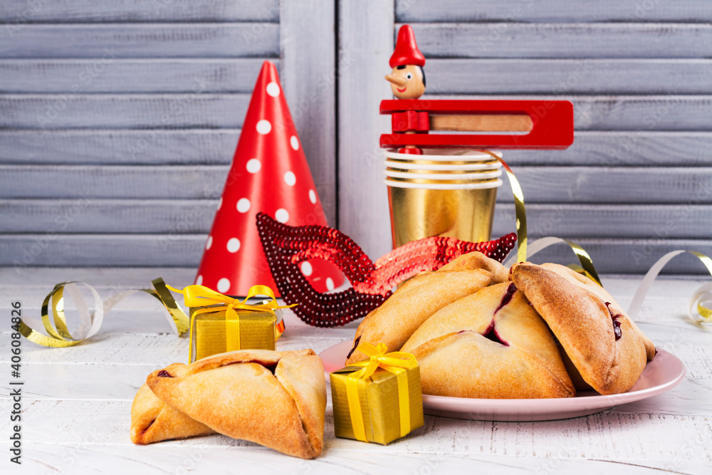 Purim celebration background. Jewish carnival. Mask, traditional jewish ...