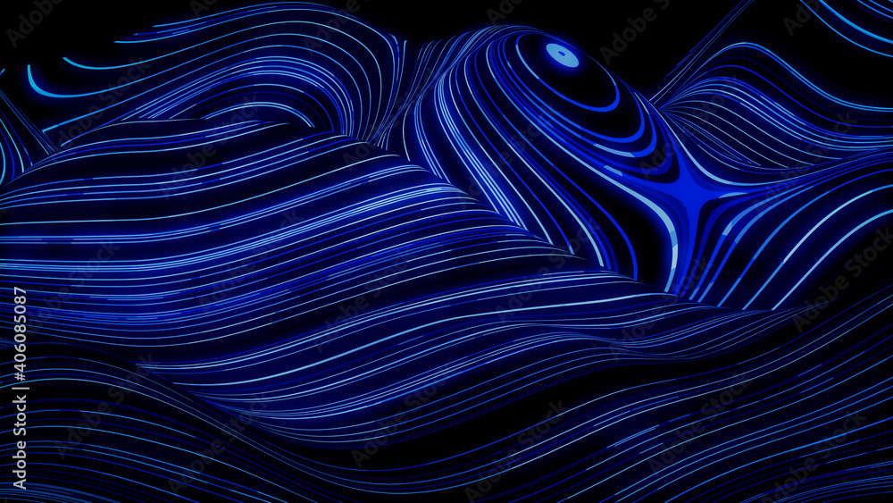 Abstract 3D Technology concept. Big Data and Artificial Intelligence ...