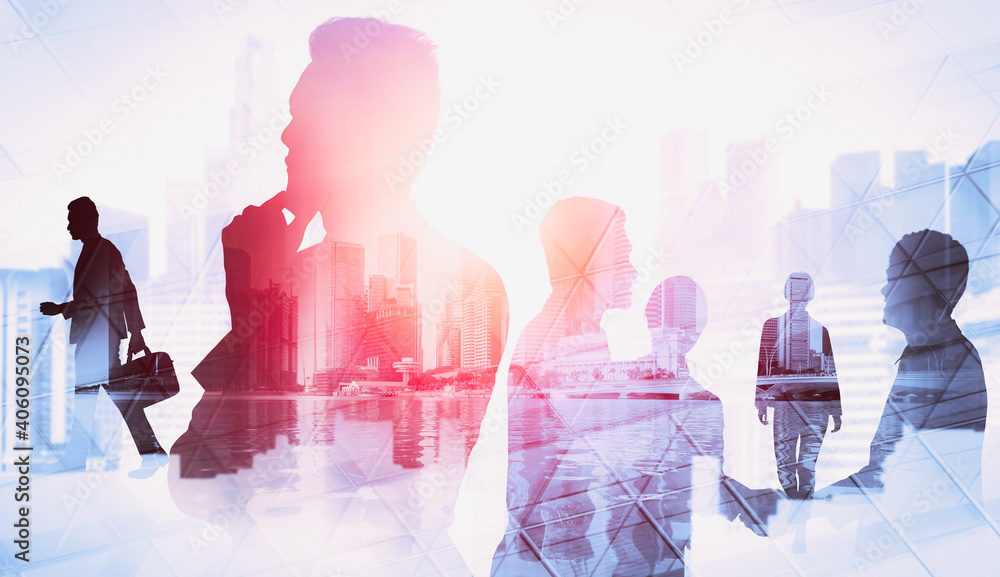 Abstract image of many business people together in group on background ...