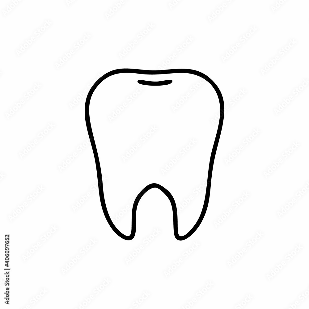 Drawing of a tooth on a white background. A tooth drawn with a black ...