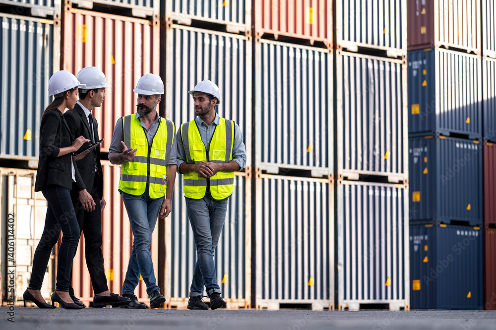 group of businessman, Logistics engineer and inspector and businessman ...