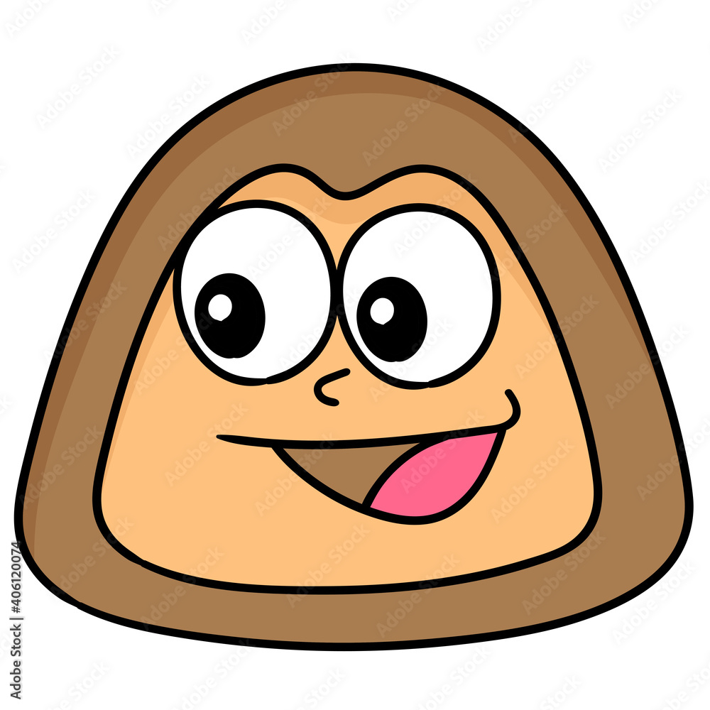 head emoticon with happy expression, doodle icon image Stock Vector ...