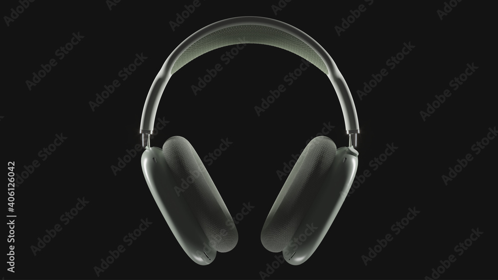 Apple AirPods MAX green headphones. Realisitc 3d Rendering. Front view ...