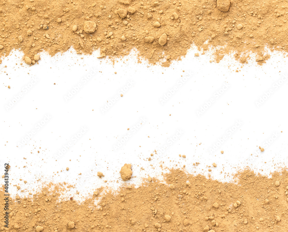 Dirty earth on white background. Natural soil texture Stock Photo ...