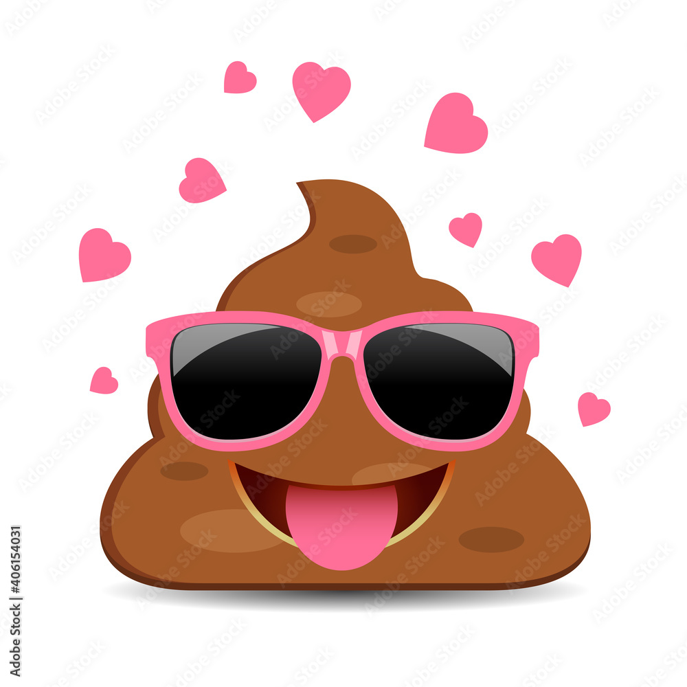 Poop emoji in love, vector funny cartoon Stock Vector | Adobe Stock