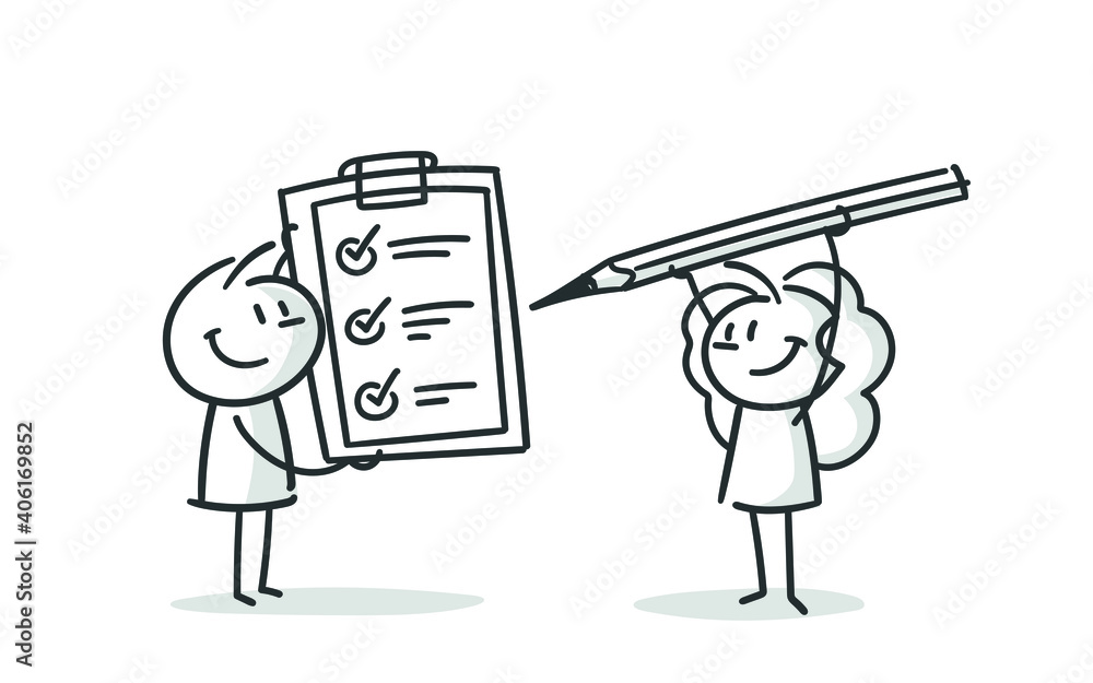 stick figures: checkmarks on board, survey, to do list (no. 44) Stock ...