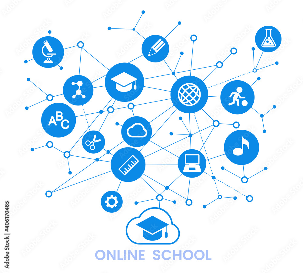 E-learning concept. Distance learning icon. Online training courses ...