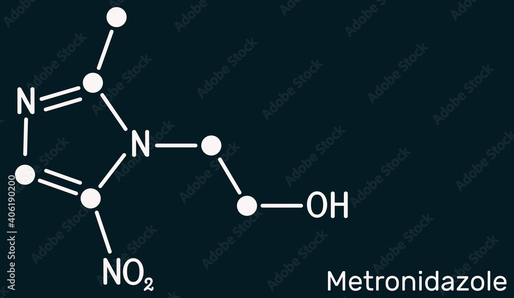 Metronidazole, antiprotozoal medication molecule. It is antibiotic ...