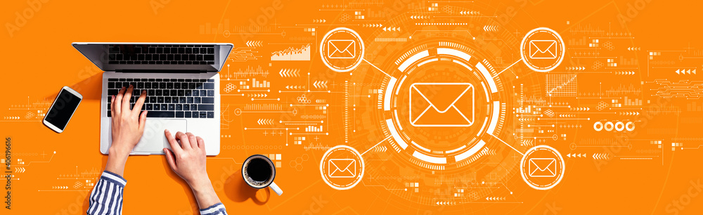 Email concept with person using a laptop computer Stock Photo | Adobe Stock