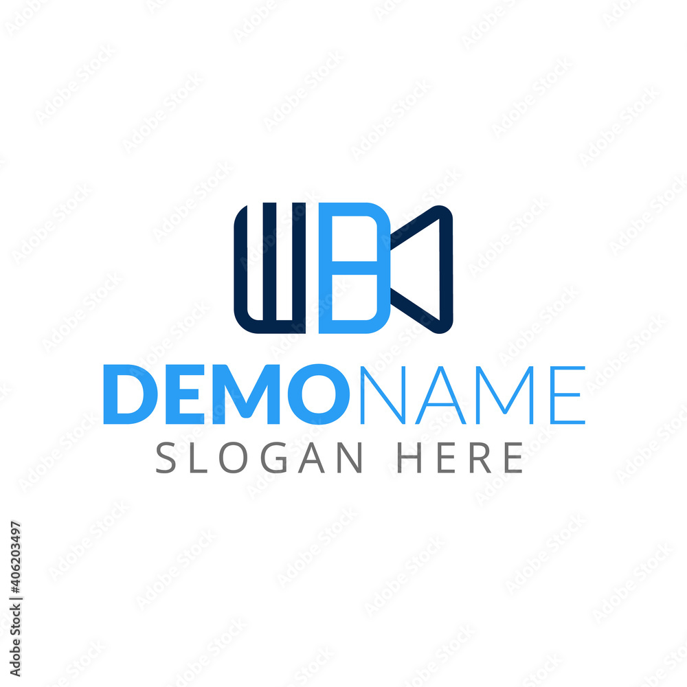 Initial WB and camera shape monogram letter mark logo design vector ...