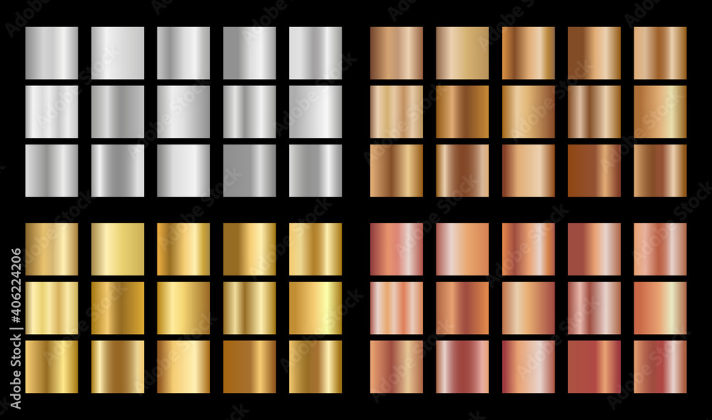 Big collection of metallic gradients. Metal gradient collection: Gold ...