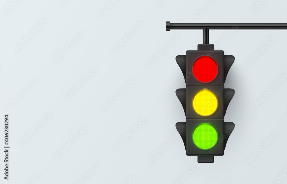 Traffic light empty realistic banner, template. Control of transport ...