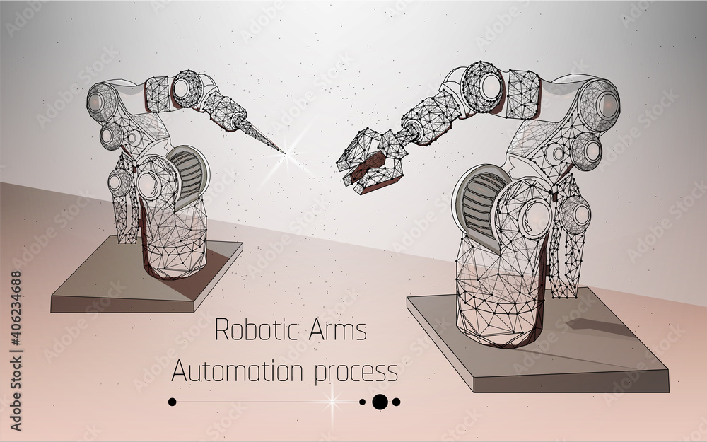 Automated robotic arm, Mechanical hands. Industrial robot manipulator ...