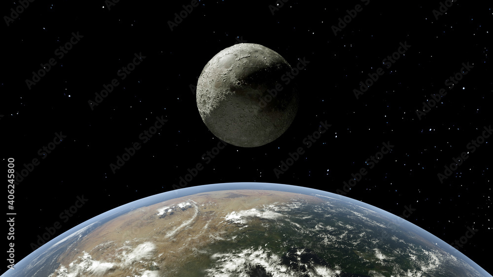 Earth And Moon Close Up Earth View from space. Elements of this image ...