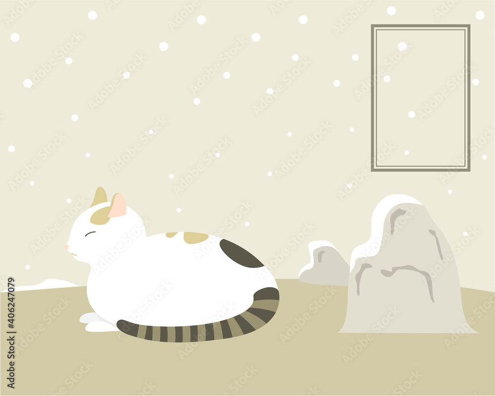 Korean traditional vector illustration with a cat. Stock Vector | Adobe ...