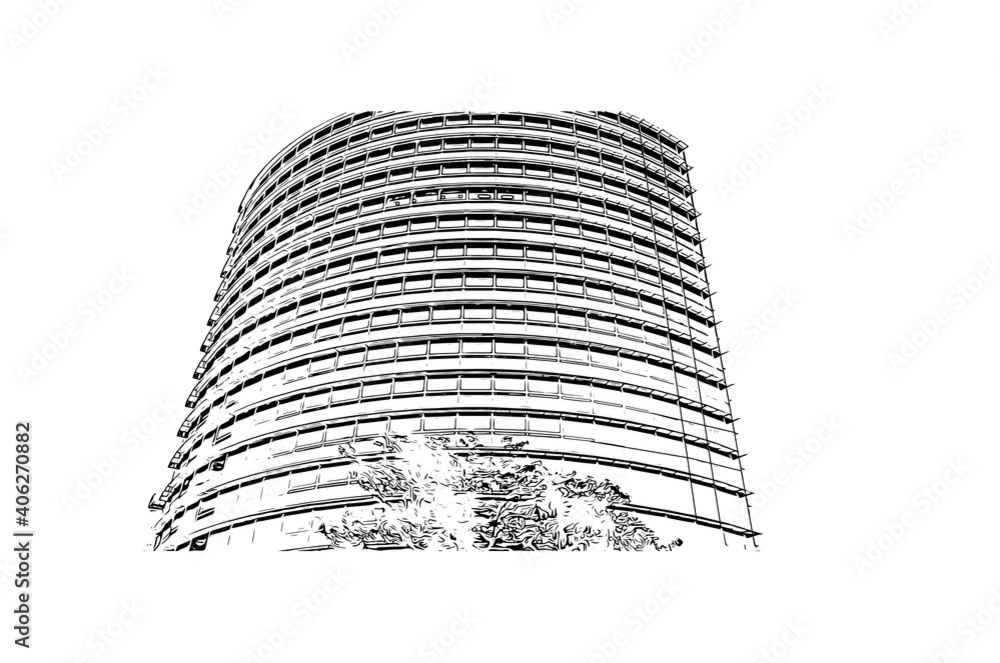 Building view with landmark of Darwin is the capital of Australia. Hand ...