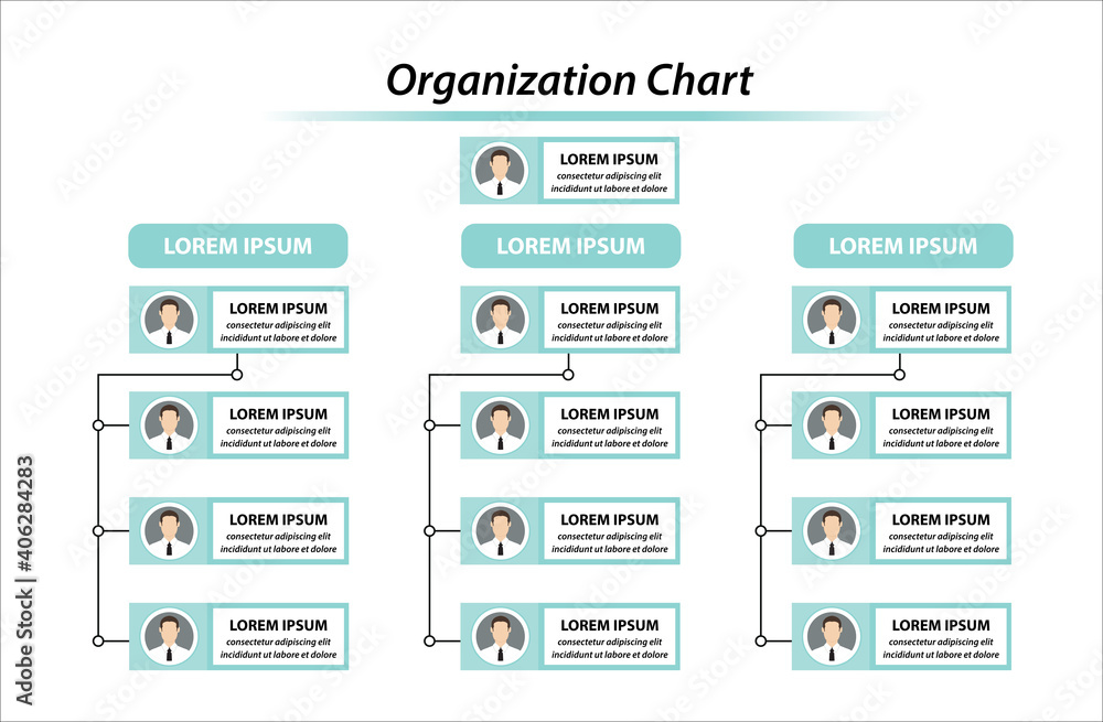 Organization Chart Infographics with People Icon and Abstract Line ...