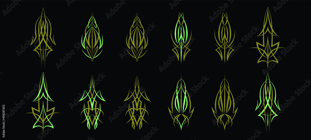 set of pinstripes cartoon icon design template with various models ...