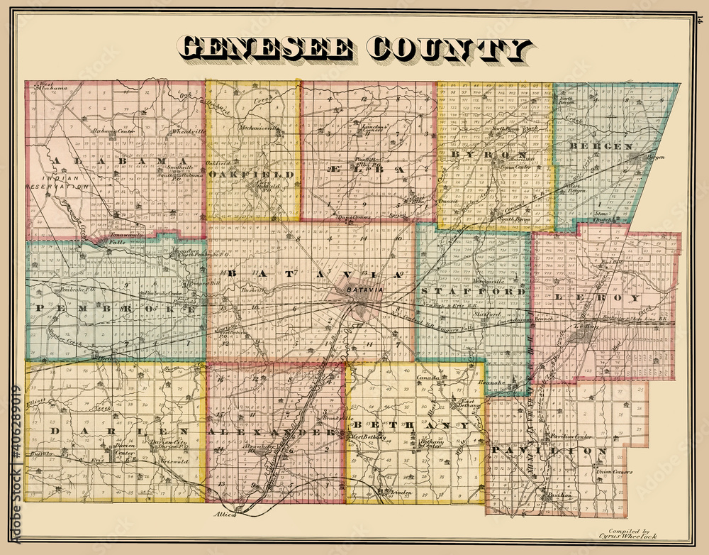 Genesee County Map 1876. Enhanced, restored reproduction of an old map ...