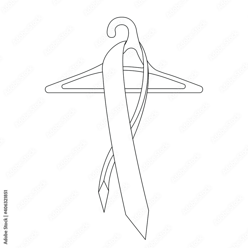 Tie on a hanger. Outline image in black and white. Suitable for use in ...