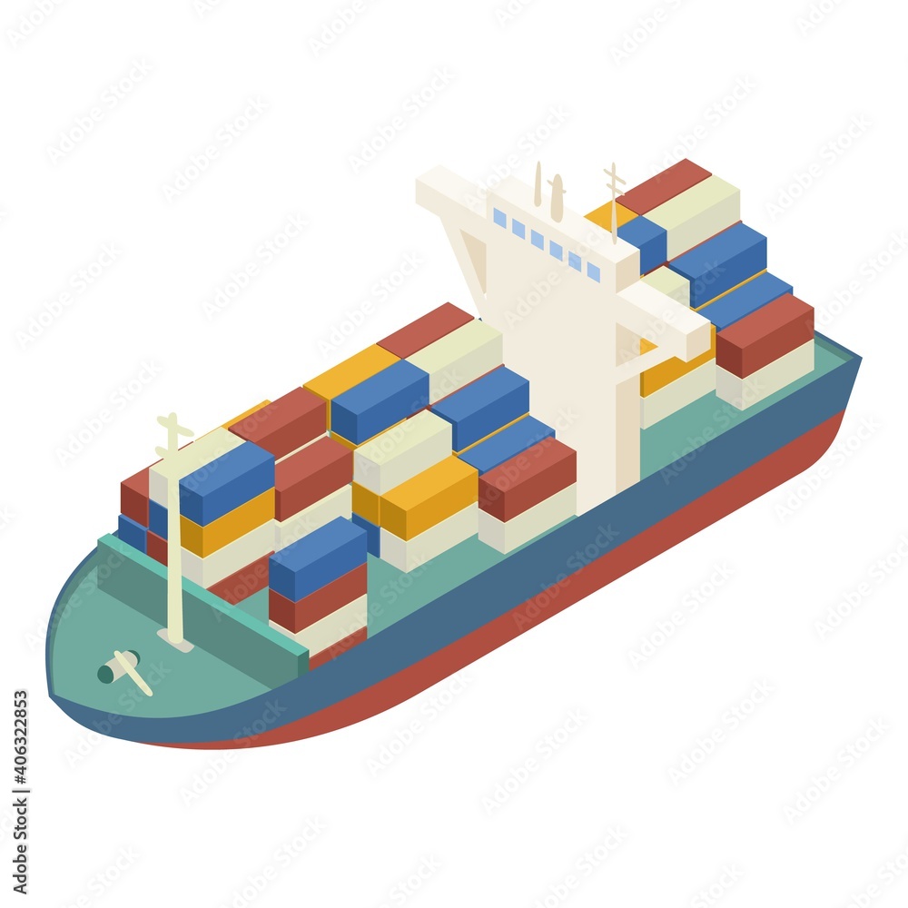 Container ship icon. Isometric of container ship vector icon for web ...
