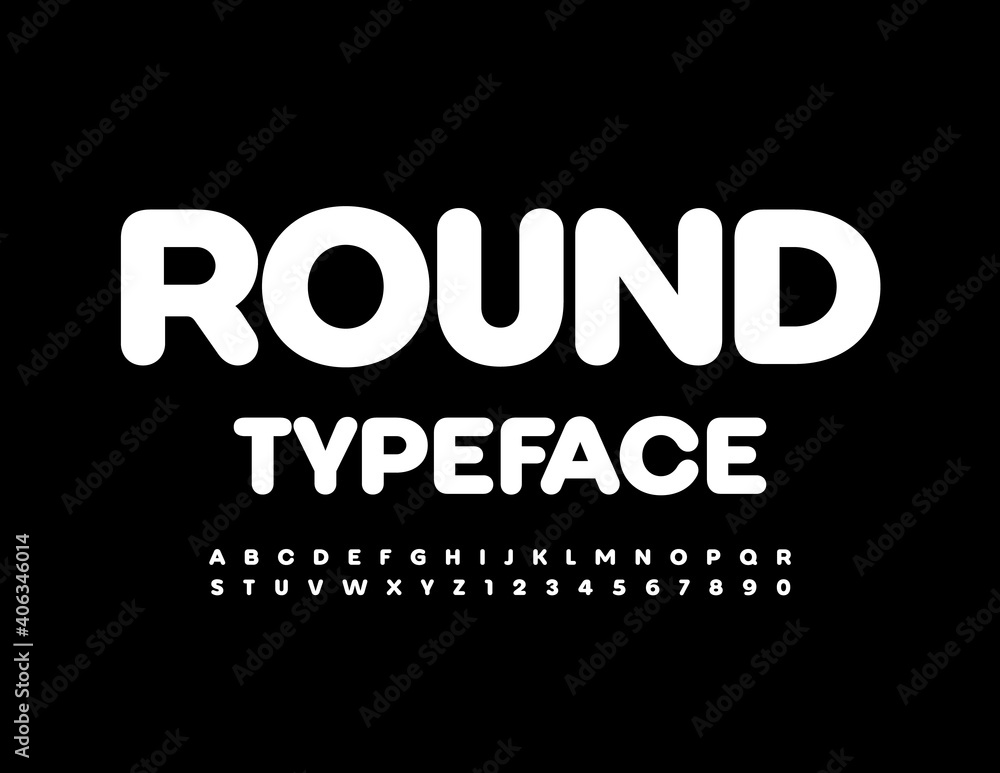 Vector Round Typeface. White Alphabet Letters and Numbers set. Simple ...