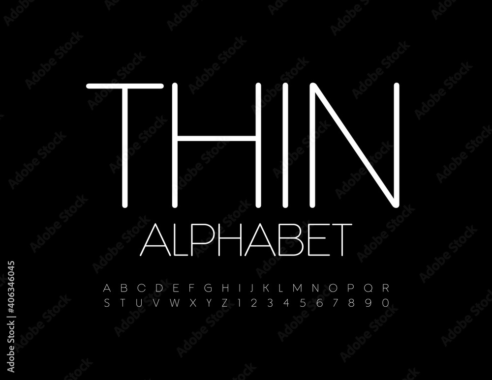 Vector Thin Alphabet. White elegant Font. Modern Uppercase Letters and ...