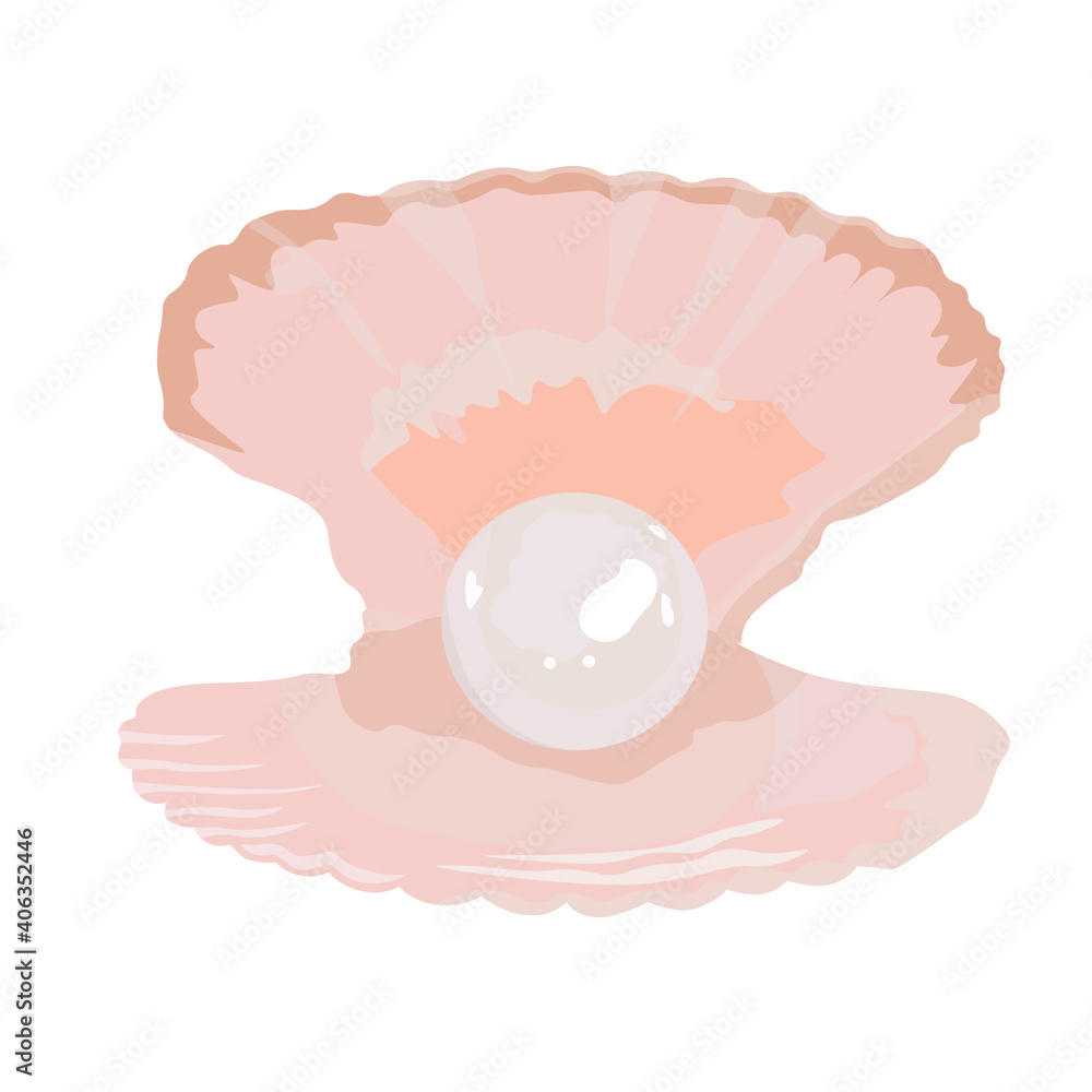 Pearl in the shell vector stock illustration. Sea shell of mother-of ...