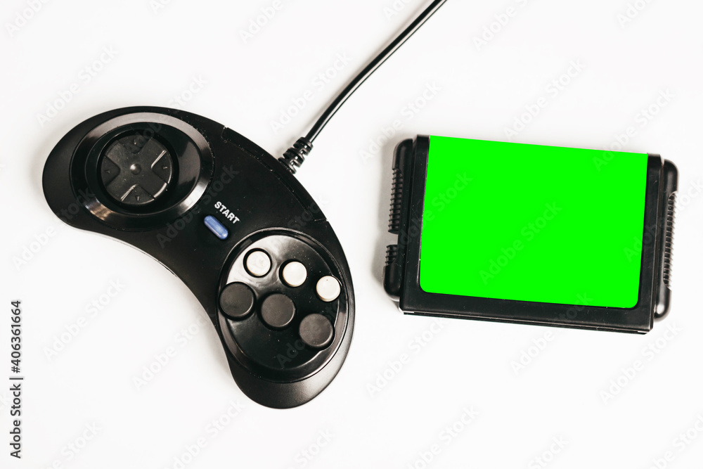 Video game joysticks are isolated on a white background top view with ...