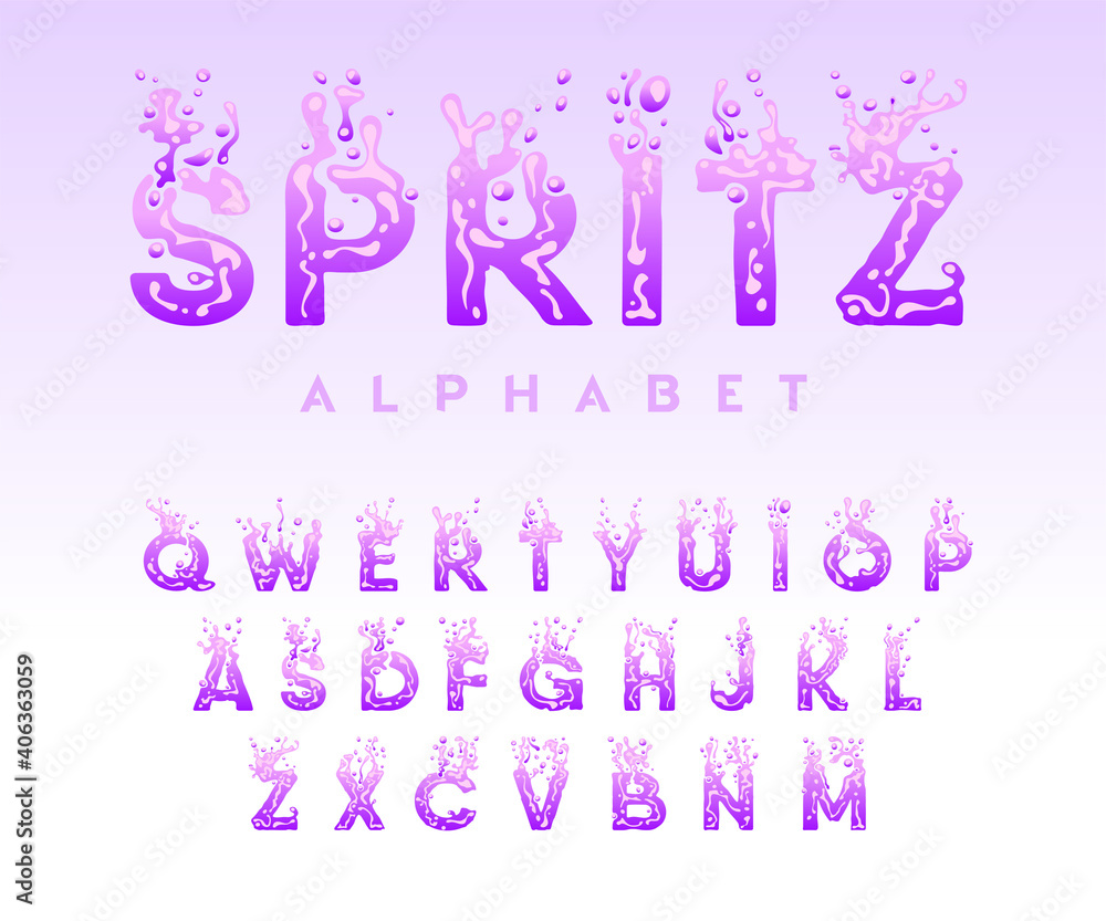 Liquid alphabet - water letters set, vector illustration Stock Vector ...