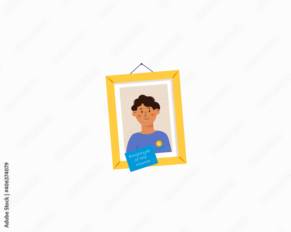 Cartoon character, employee of the month isolated on white background ...