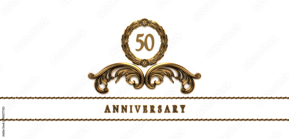 festive golden glossy vintage style 50th anniversary template isolated ...