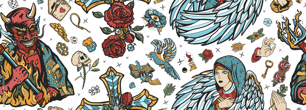 Good And Evil Cross Tattoos