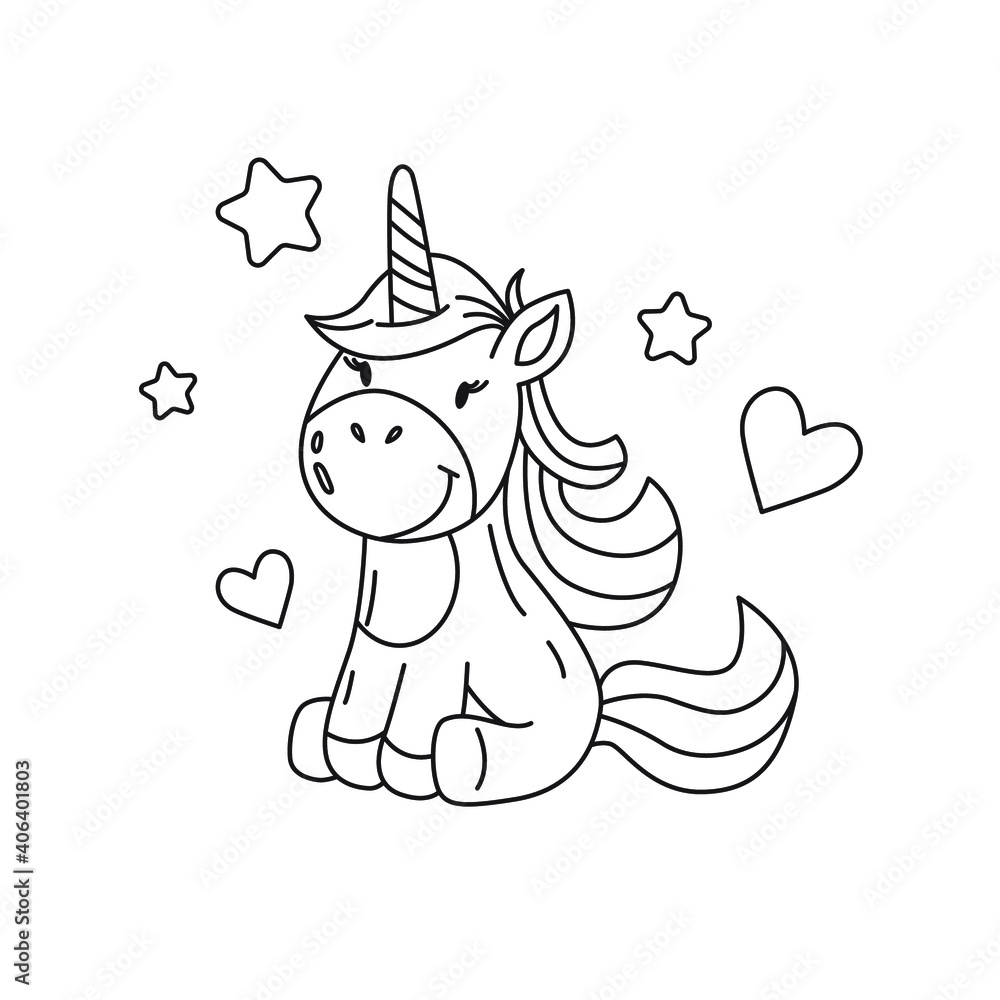 Black And White Unicorn Drawing