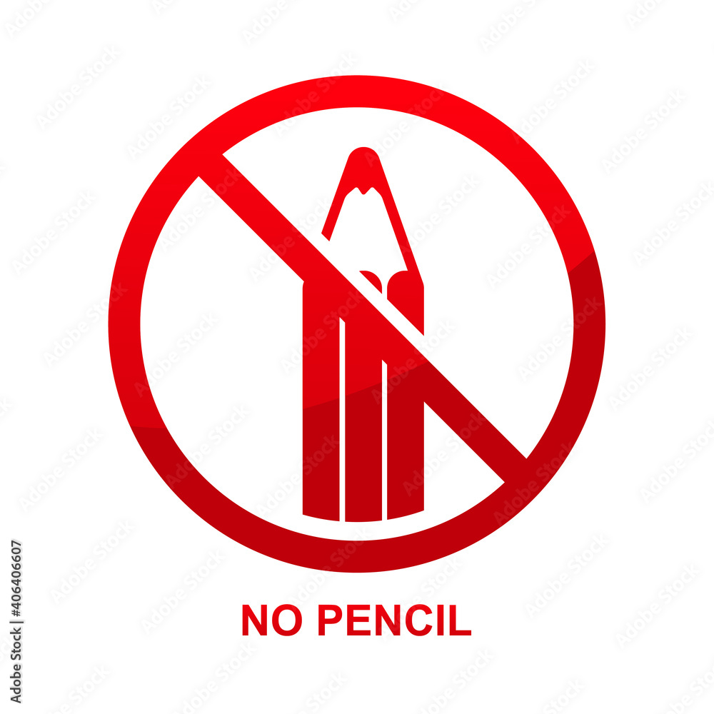 No pencil sign isolated on white background isolated on white ...