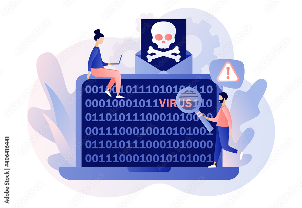 Computer virus concept. Hacker attack and web security. Scam alert ...