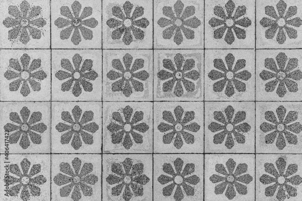 Flower pattern black and white ceramic floor tile pattern and seamless ...