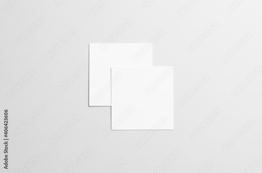 Square Flyer / Invitation Mock-Up - Two Overlapping Flyers Stock Photo ...