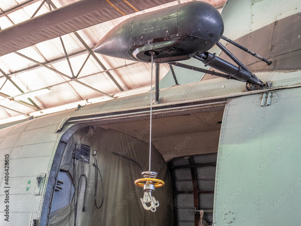 Foto de winch mounted on the fuselage of cargo aircraft do Stock ...