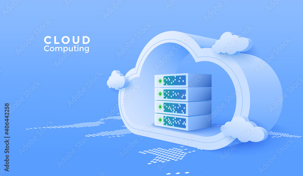 3d Cloud computing online service. Digital technology background ...