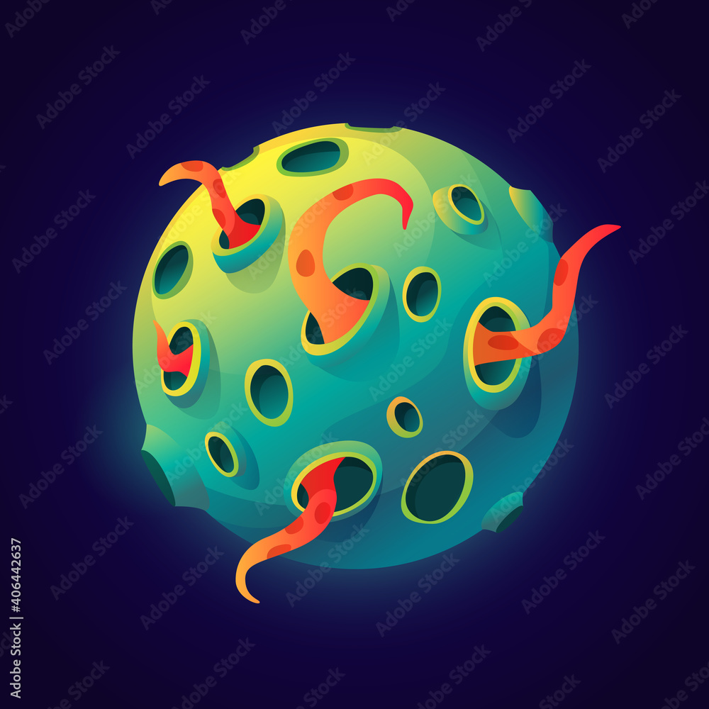 Dangerous fantasy planet with living alien creatures with tentacles ...